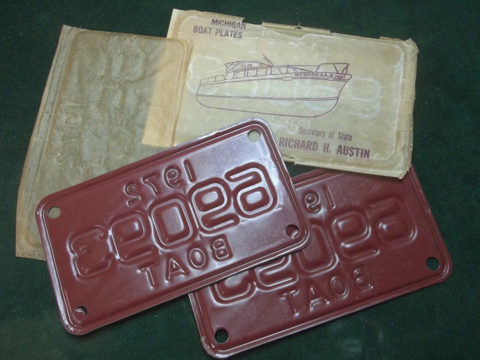 Vintage Pair 1972 Michigan Boat License Plates 69903 ~ GO118 | eBay