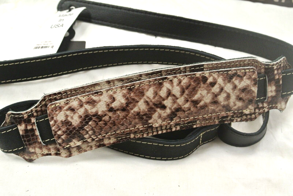 Franklin Straps V1-BK-SN Vintage-Style Snakeskin Leather Guitar Strap ...
