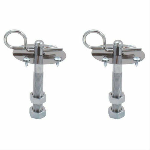4'' Chrome Universal Hood & Deck Pin Kit Screw-On Scuff Plates 7/16 ...