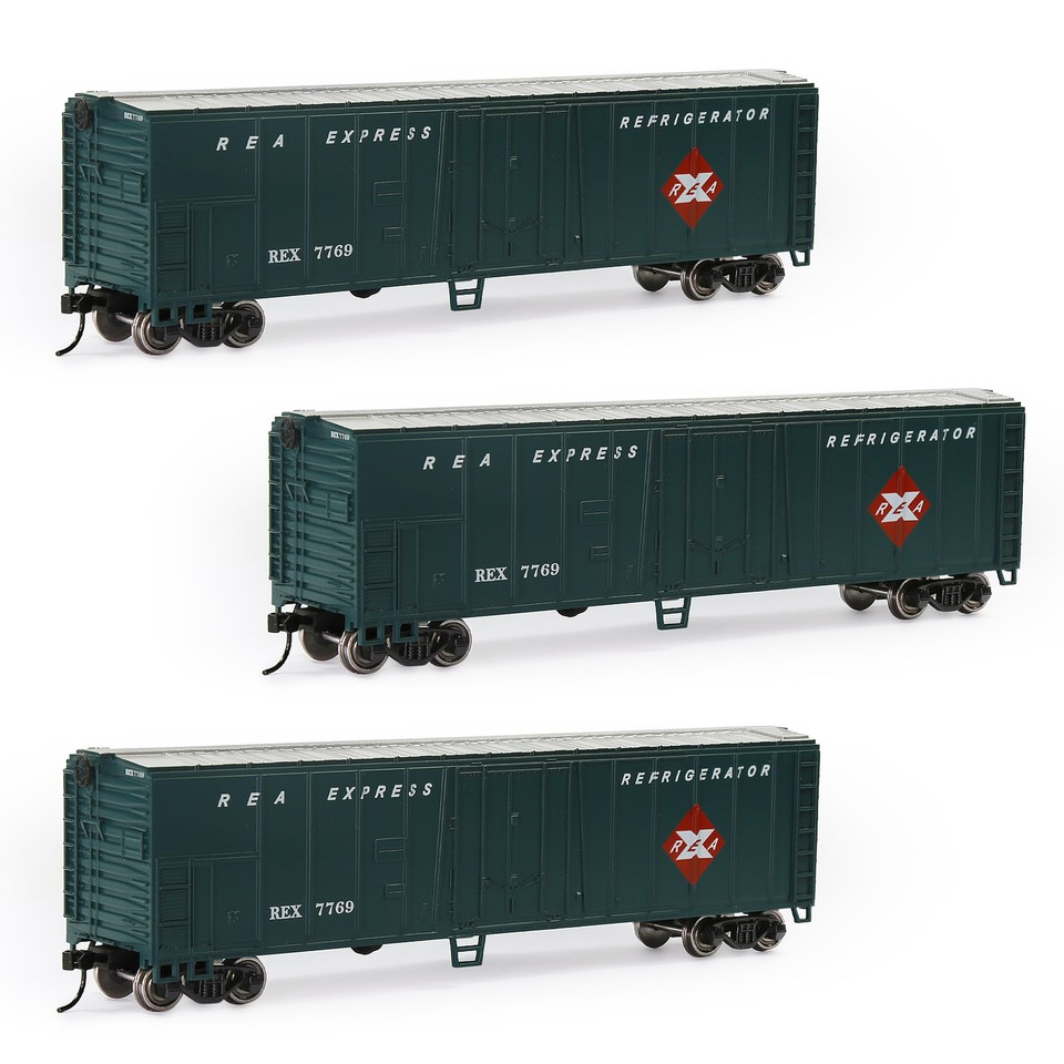 3 Units HO Scale 1:87 50' Steel Reefer 50ft Boxcar Model Railway Wagon ...