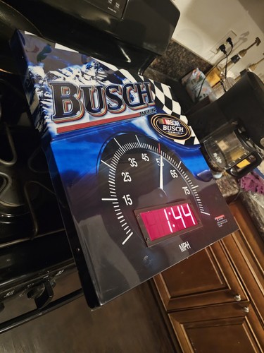 VINTAGE 2006 BUSCH BEER NASCAR SPEEDOMETER LIGHTED CLOCK SIGN BAR rare ...
