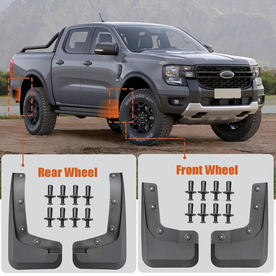 4 Pc Mud Flaps Splash Guards Compatible with Ford Ranger 2024 2025 No ...