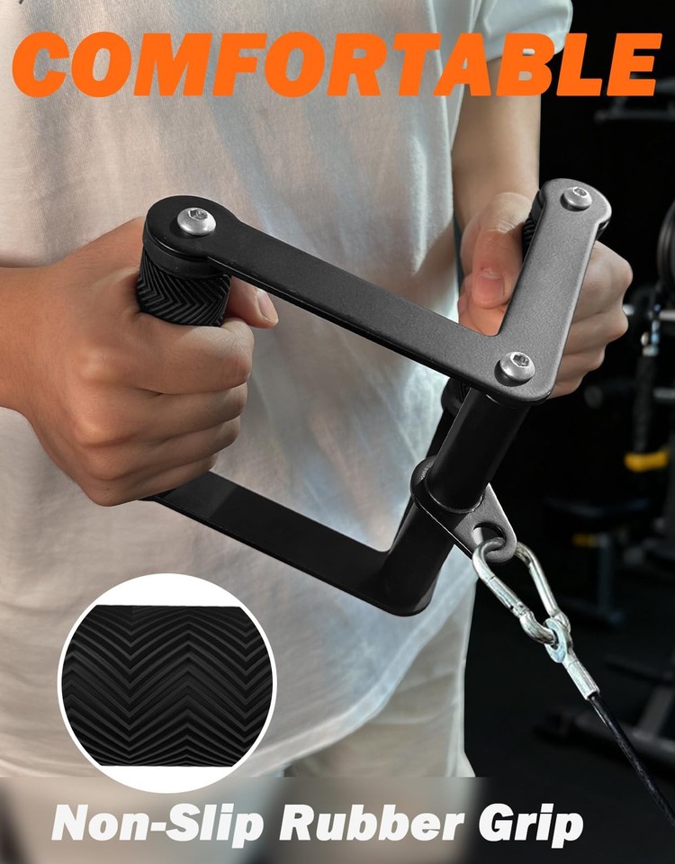 Double D Row Handle Cable Attachments for Gym, Non-Slip V Bar ...