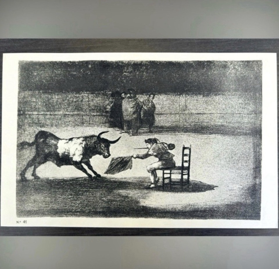 MARTINCHO, PLAZA SARAGOSA, BULLRING Original Vintage Fine Art GOYA ...