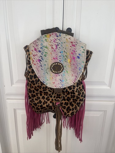 Keep It Gypsy leopard Print Backpack with rainbow hide | eBay