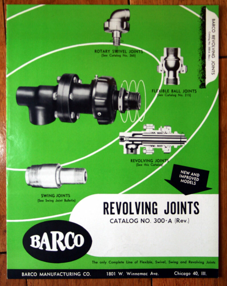 BARCO Revolving Joints Catalog No. 300-A (1952) Barco Manufacturing Co. Brochure | eBay