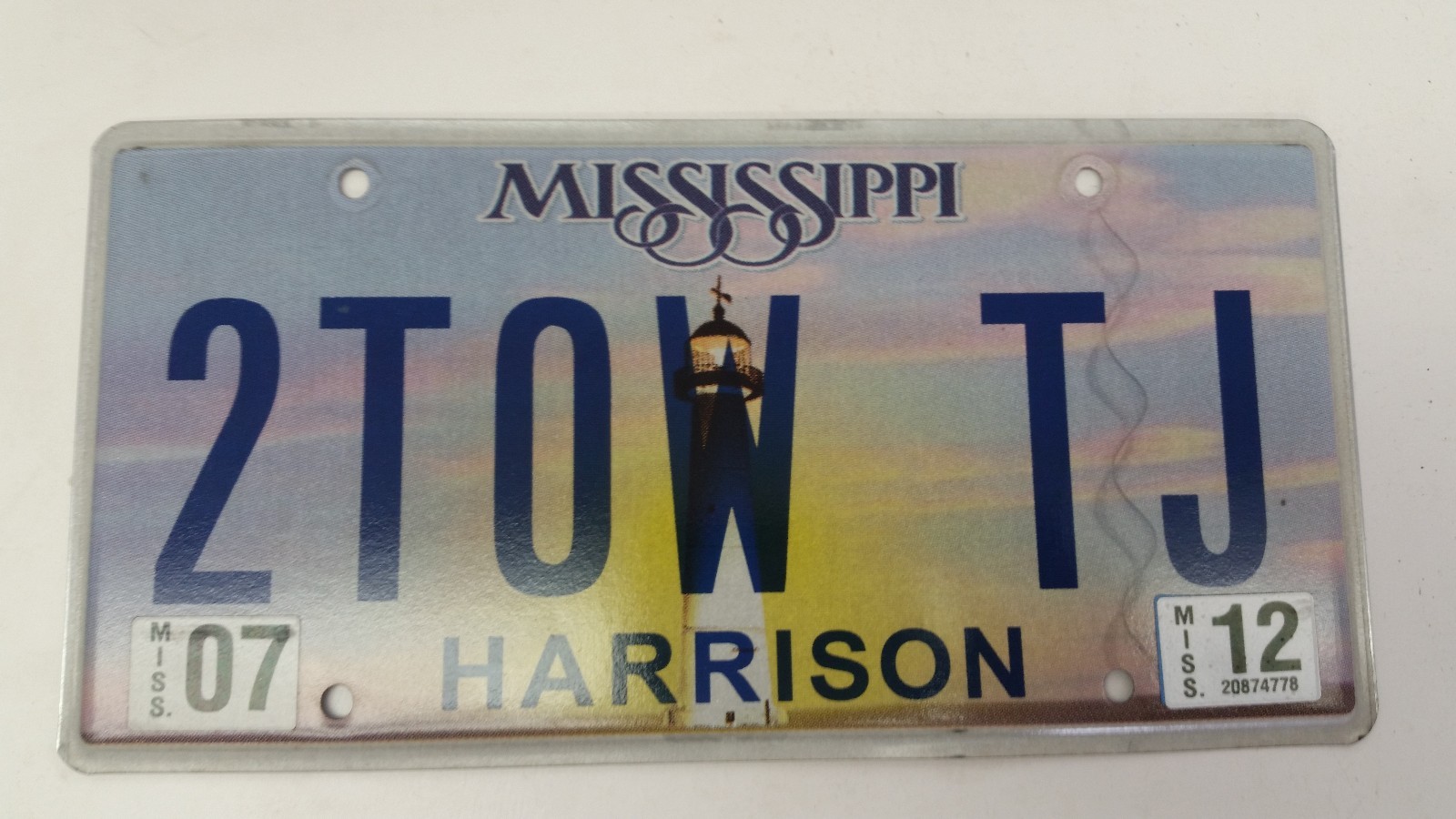 2012 MISSISSIPPI Harrison County License Plate 2TOW TJ | eBay