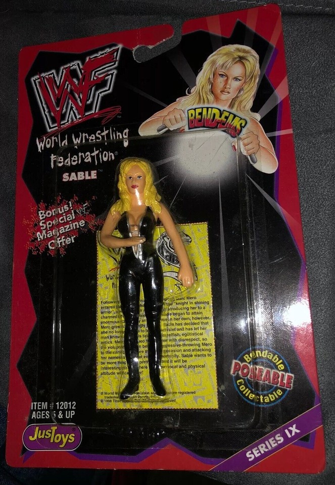 New Vintage Sable WWE WWF WCW Just Toys Series 9 1998 Bend Ems Action ...