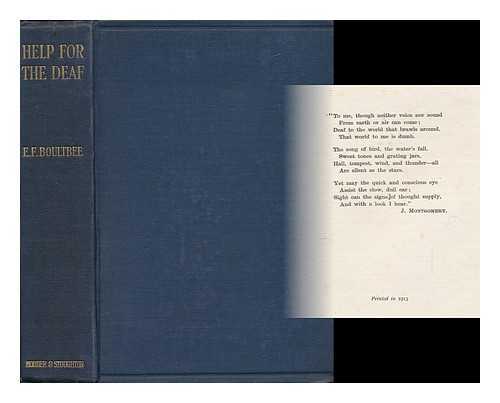 BOULTBEE, E. F. Help for the Deaf What Lipreading Is 1913 First Edition ...