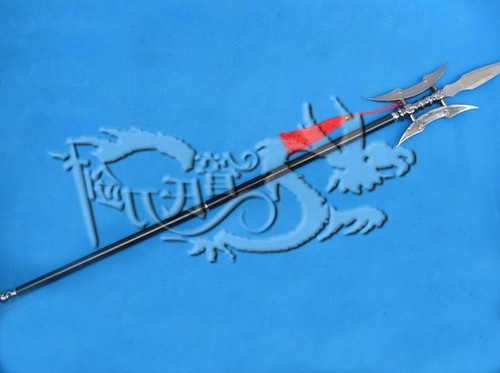 S2005 THREE KINGDOMS LU BU DOUBLE LANCE AXE SPEAR FLAYER PVC STEEL ...