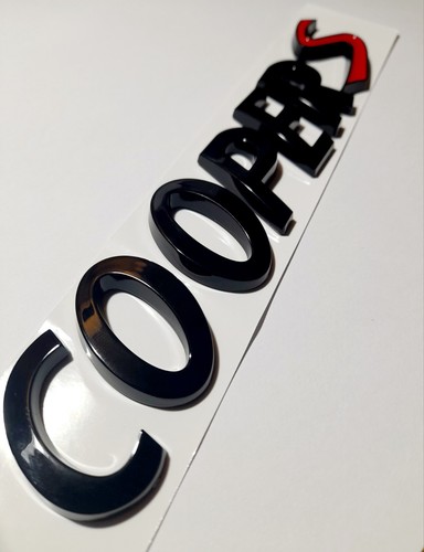 Cooper S Badge Black And Red Rear Badge Emblem Sticker Letters Decal ...