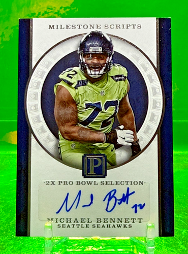 #83/99 AUTO 2017 Michael Bennett Pantheon Milestone Scripts DE Seahawks ...