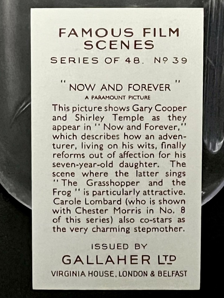 1936 Gallaher Famous Film Scenes #39 Now and Forever Shirley Temple | eBay