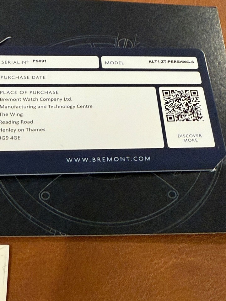 Bremont Watch Current Plastic Warranty card, Certificate and Booklet | eBay