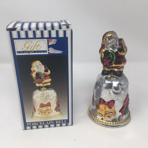 Christmas Holiday Santa Claus Bell Ringer Fine Porcelain Glazed Like ...