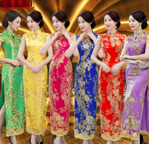 Cheongsam Women Chinese Ball Gown Fishtail Evening Long Wedding QiPao ...