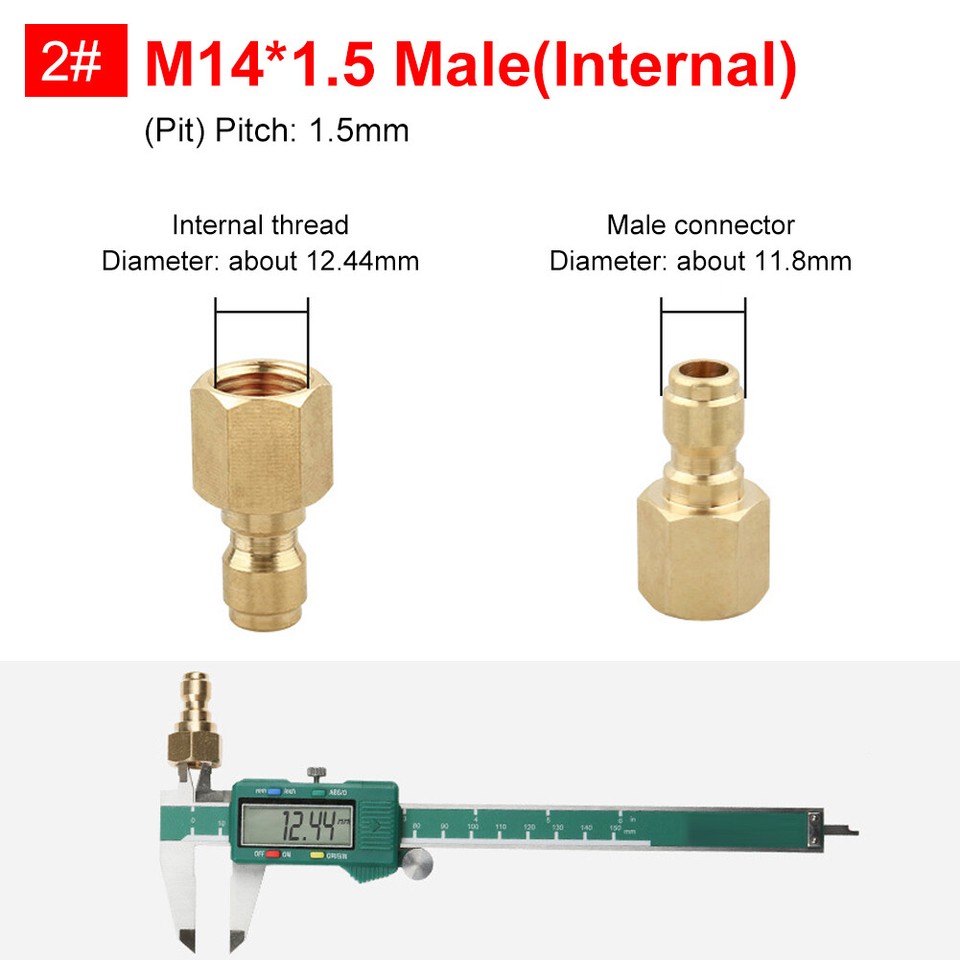 Hose Pressure Washer Adapter Brass Connector Kit 1/4 M14 M22 Male ...