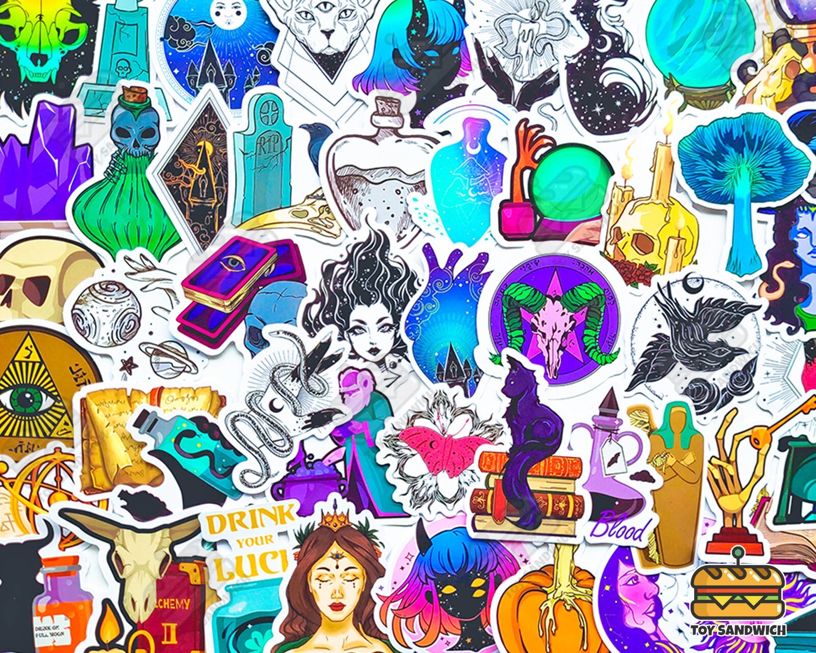 50 pcs "Witchcraft Culture" Sticker Pack Poison Spell Wicca Pagan ...