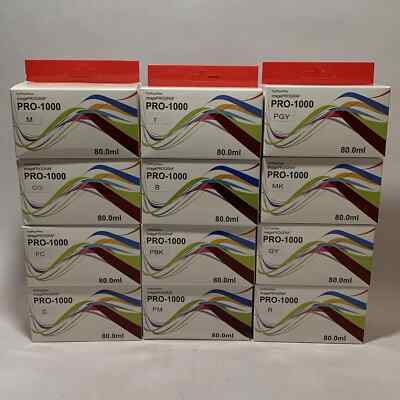 12Pk Set PFI-1000 Ink Toner Cartridges For Canon imagePROGRAF PRO-1000 ...
