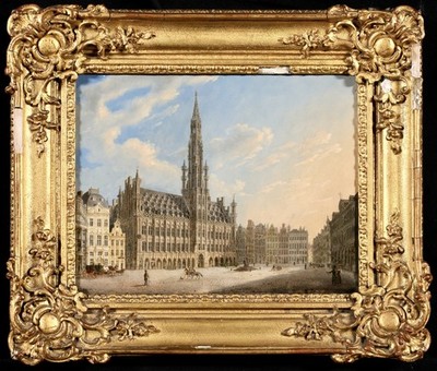 AUGUSTUS WYNANTZ (1795-1848) FINE SIGNED 1844 DUTCH OIL - BRUSSELS CITY ...