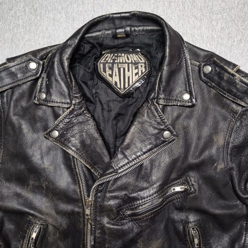 Vintage Diamond Leather Punk Rock Ramones Classic Motorcycle Jacket Men ...