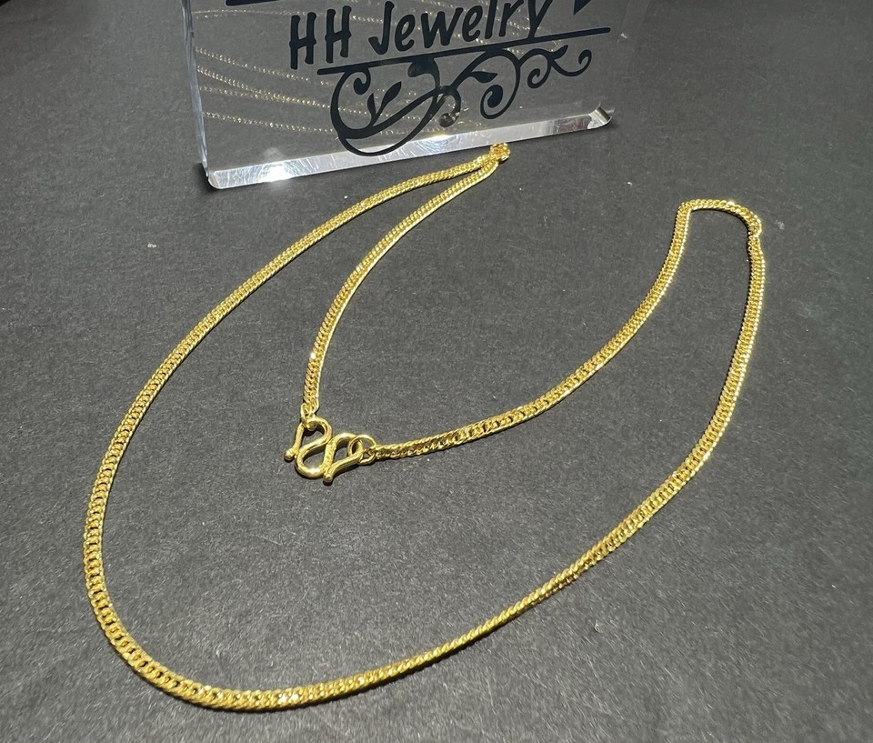 24K Yellow Gold Double Cuban Chain Necklace Diamond Cut 18 Inches | eBay