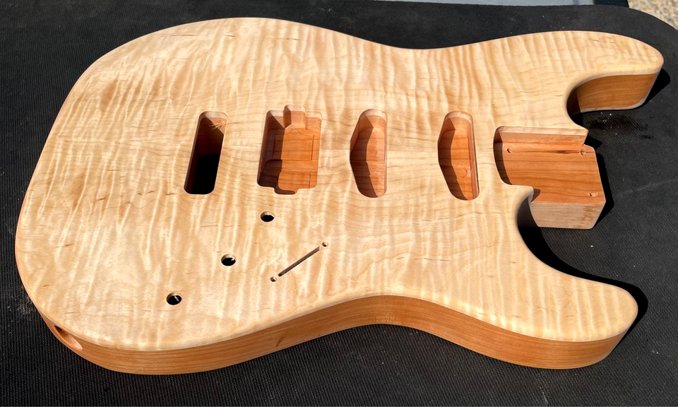 Strat Cherry guitar body w/ flame maple drop top, HSS pickups, Free ...
