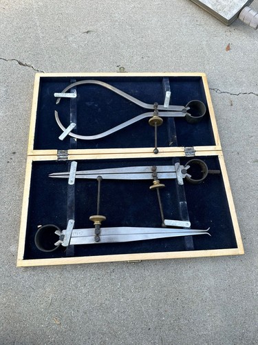 Vintage AMT 3 PIECE MACHINIST CALIPERS TOOL SET IN WOOD BOX | eBay