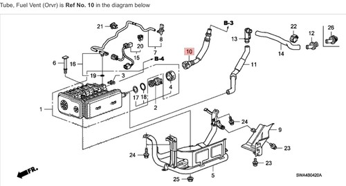 07-11 CRV Tube Fuel Vent ORVR Tank Evap Valve Pipe Gas Vapor Hose Line ...
