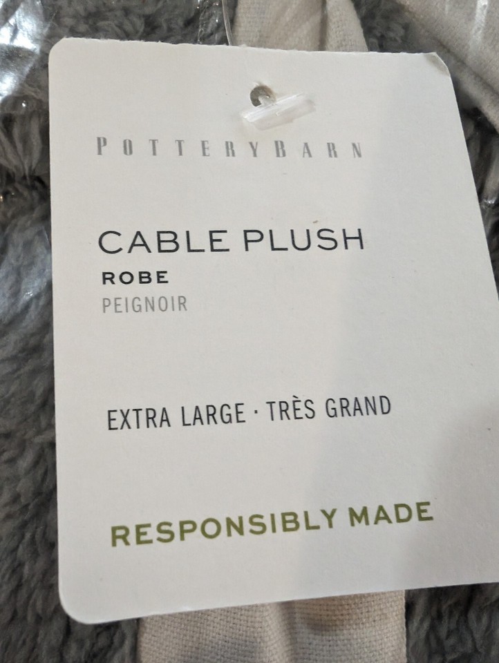 POTTERY BARN Cable Plush Robe - XL - Cloud Blue-NWT | eBay