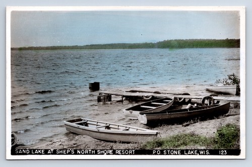 Vintage RPPC Stone Lake WI Sand Lake Shep's North Shore Resort ...