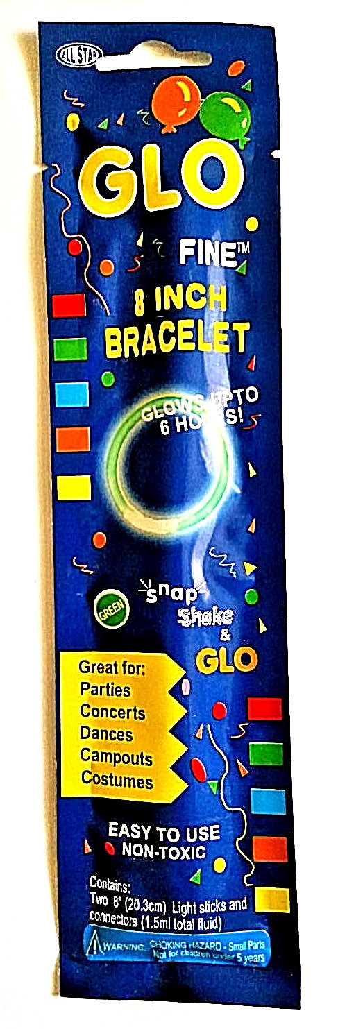 2 x 6" Party Glo Stick With Hook or 2 x 8 " Glo Bracelet, Up To 6Hrs ...