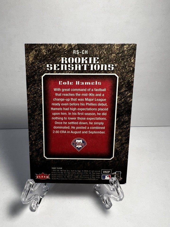 2007 Fleer Cole Hamels Rookie Sensations #RS-CH Philadelphia Phillies ...