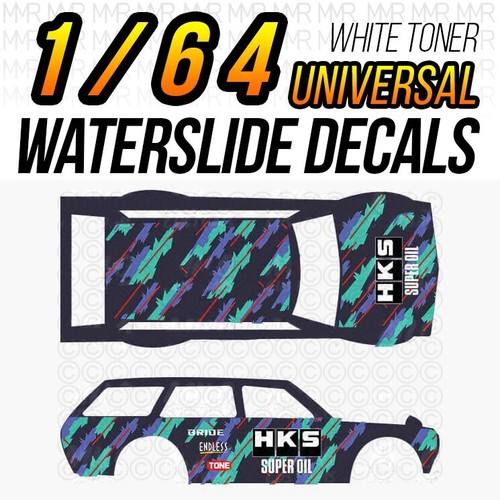 1/64 Scale HKS LIVERY Custom White Toner Universal WaterSlide Decal for ...