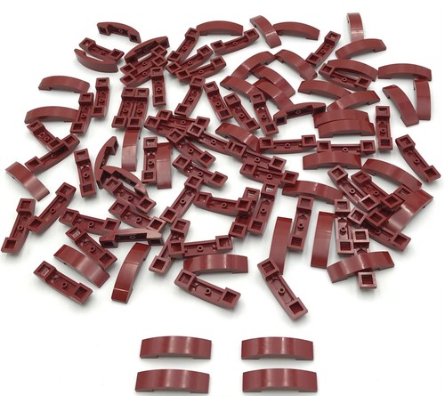 Lego 100 New Dark Red Slope Sloped Curved 4 x 1 x 2/3 Double Parts | eBay