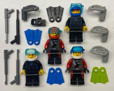 4 Lego Scuba Diver Minifigs Lot: figures town city deep sea explorers ...