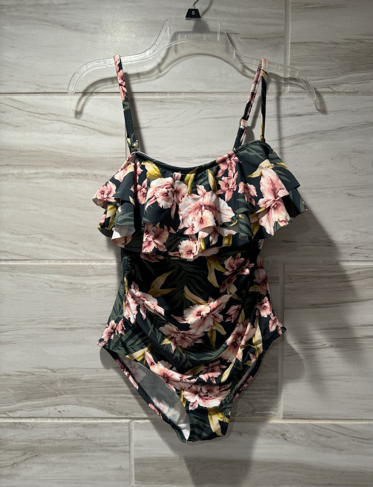 Kona Sol One Piece Floral Bathing Suit With Ruffle Si… - Gem