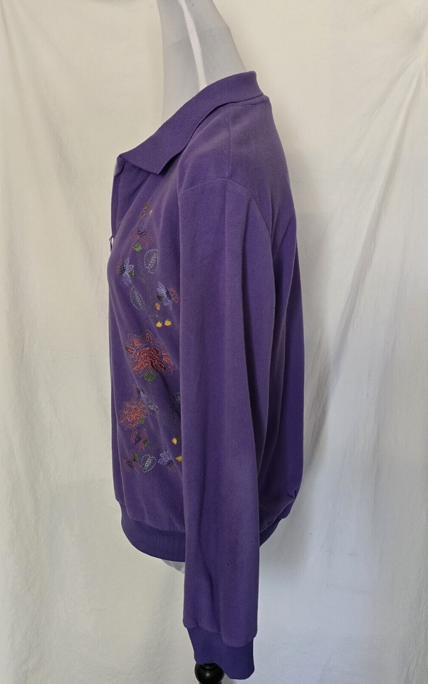Comfort Corner Collared Quarter Zip Purple Embroidered Pullover ...