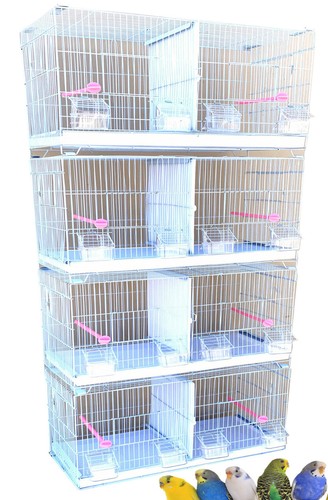 LARGE 4-Stackable Breeding Bird Cages Side Nest Doors With Center ...
