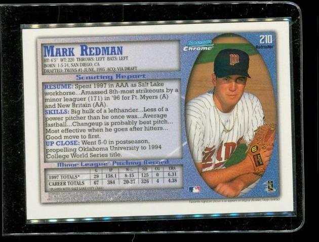 Vintage 1998 TOPPS BOWMAN CHROME Refractor Baseball Card #210 MARK ...