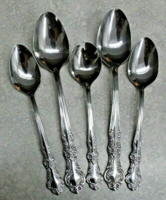 CAMBRIDGE stainless steel ALYSSA 2 OVAL SOUP SPOONS 2 TEASPOONS & 1 ...