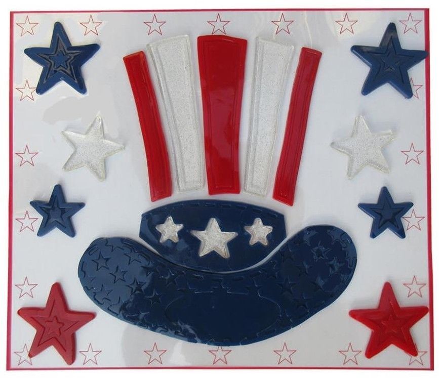 Patriotic Red Blue Window Cling Decorations by Holiday Living 12x12 ...