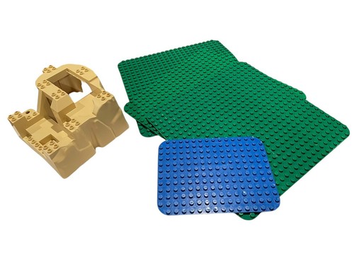 Lego Duplo Baseplate Lot 5 Large Tan Raised Rock Base Plate Green Blue ...