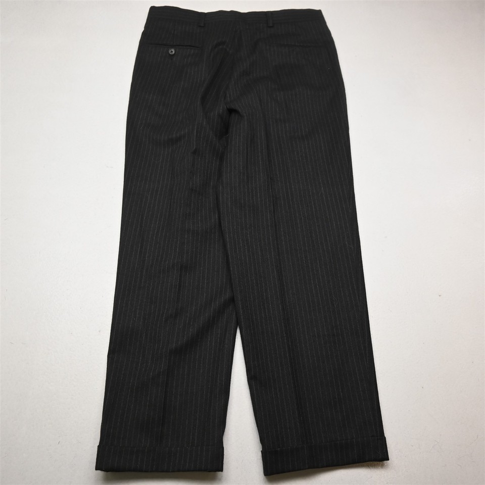 Vtg Y2K Boxy 2000s USA Made 40R 34x30 Gray Striped Flannel Wool Mens ...