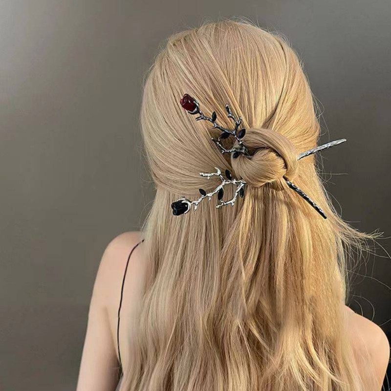 Rose Flower Hair Chopsticks Retro Metal Hairpin Handmade Hair Classic ...