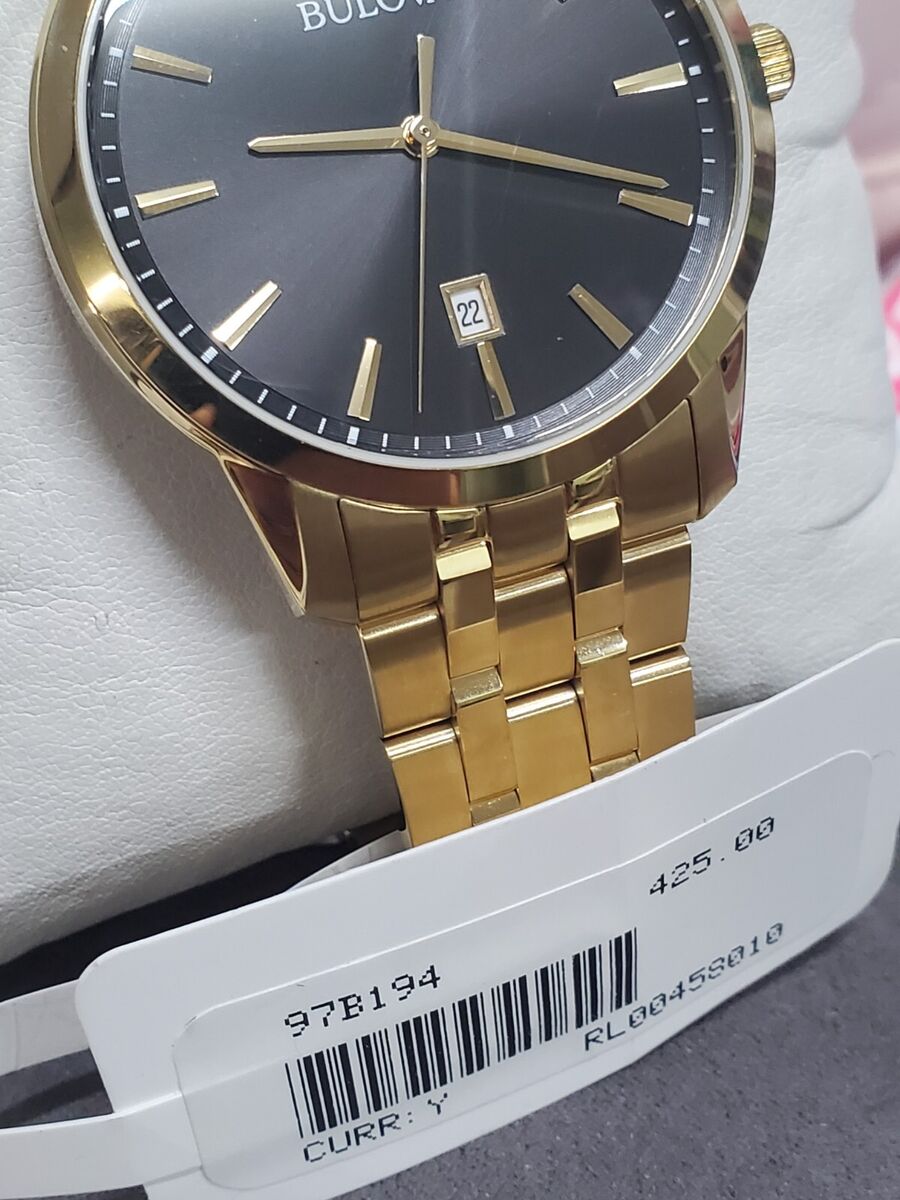 Bulova Men's Watch 97B194 Quartz Black Dial Date 40mm Gold Bulova Men's Watch 97B194 Quartz Black Dial Date 40mm Gold