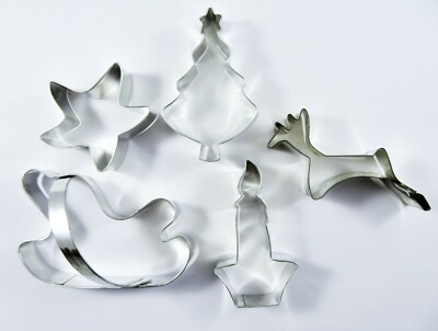 Metal Cookie Cutters Christmas Mixed Lot Of 5 Tree Star Reindeer Candle ...