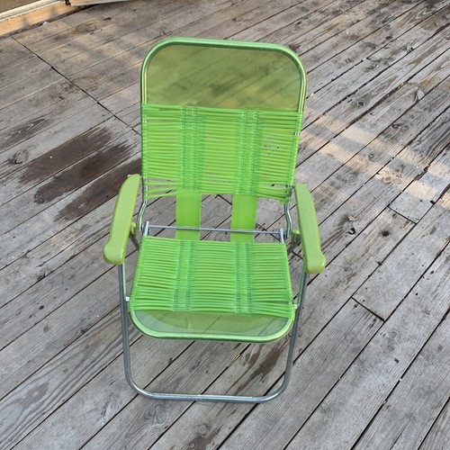 Vintage Aluminum 90s Lawn Chair PVC Tubing Vinyl Tube Green Folding | eBay