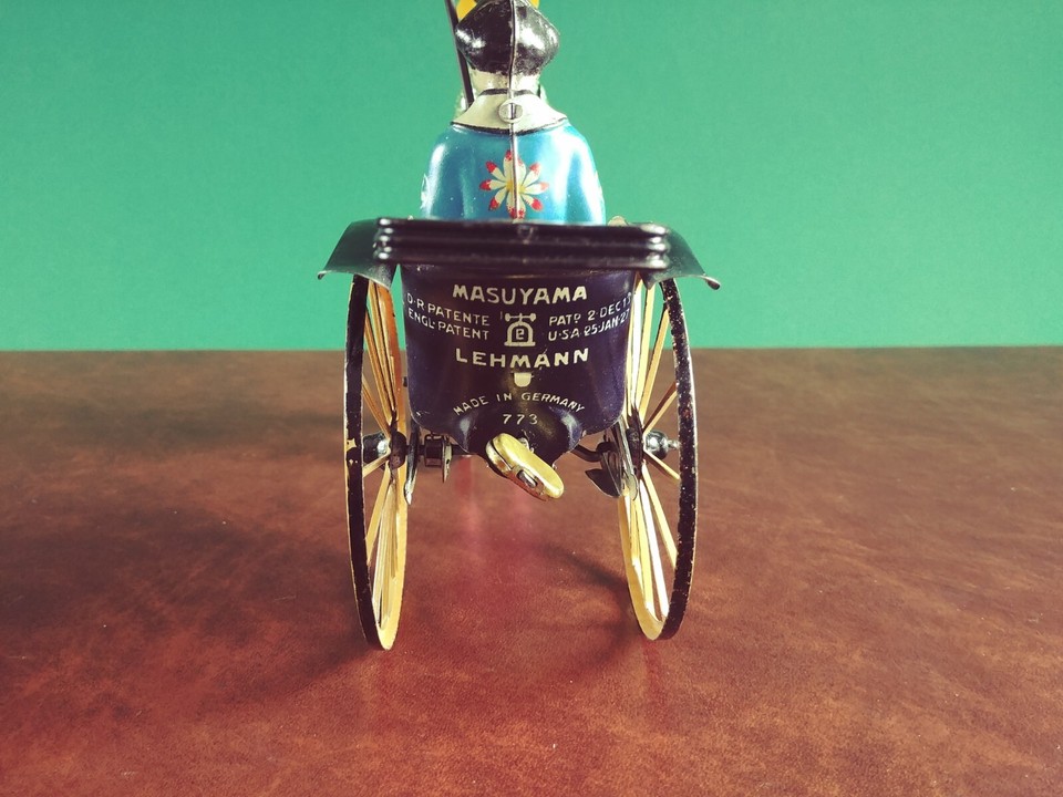 Rare 1920's Lehmann EPL 773 Masuyama Tin Wind-up Rickshaw Tinplate w ...