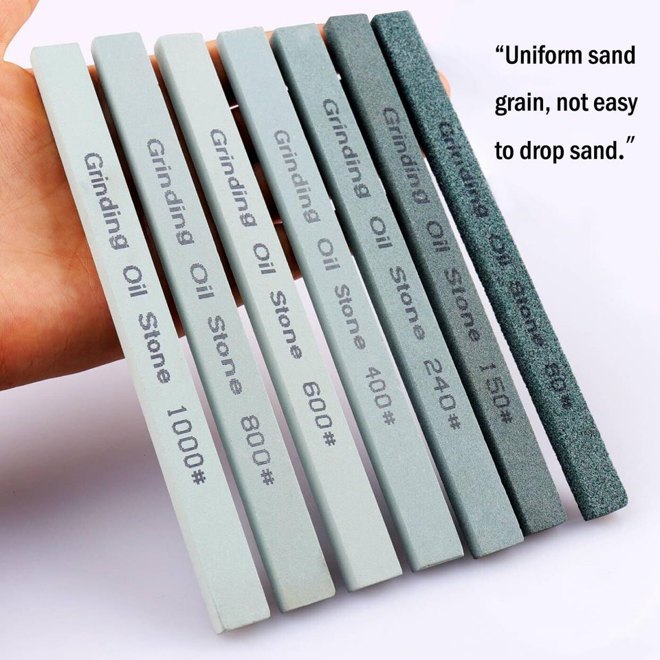 7pcs Sharpening Stone Set,7 Grit Green Silicon Carbide Whetstone Stick ...